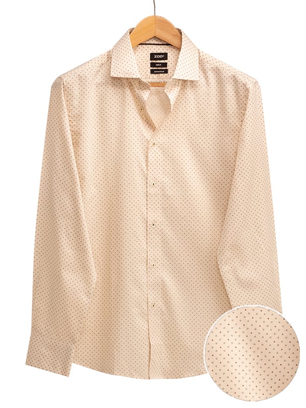 Buy Fuse Cream Printed Full Sleeve Single Cuff Slim Fit Blended Shirt ...