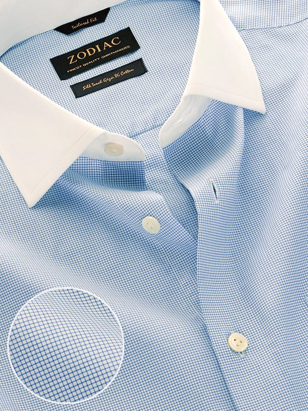 Buy Barboni Blue Check Full Sleeve Single Cuff Tailored Fit Classic ...