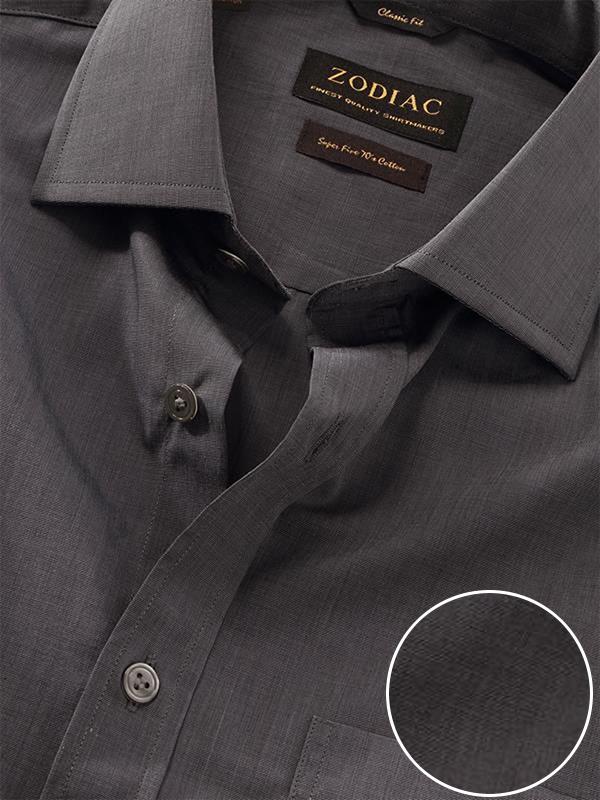 Buy Fil A Fil Anthra Cotton Classic Fit Evening Solid Shirt | Zodiac ...