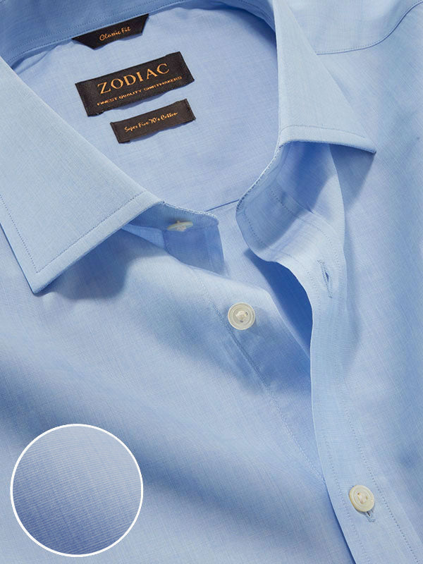 Fil A Fil Sky Solid Half Sleeve Classic Fit Classic Formal Cotton Shirt ...
