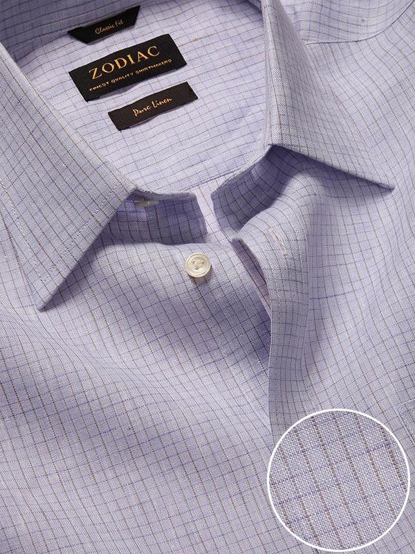 Buy Positano Lilac Check Full Sleeve Single Cuff Tailored Fit Semi ...