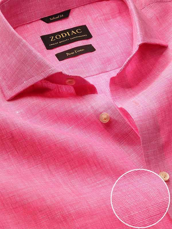 Buy Fil A Fil Pink Linen Tailored Fit Casual Solid Shirt | Zodiac ...