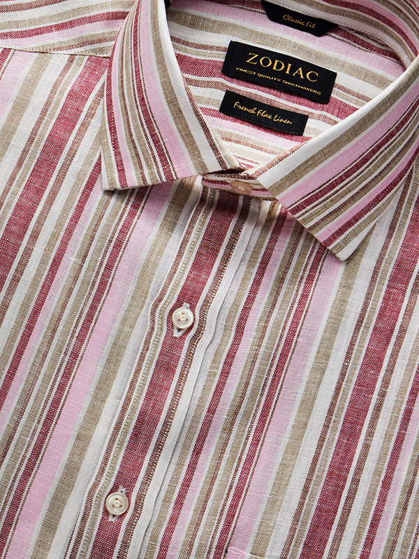 Buy Positano Red Striped Full Sleeve Single Cuff Classic Fit Semi ...